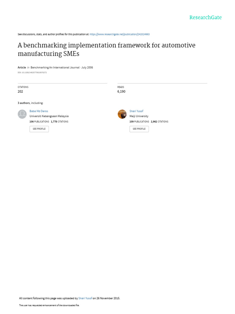 Benchmarking Framework | PDF | Small And Medium Sized Enterprises ...