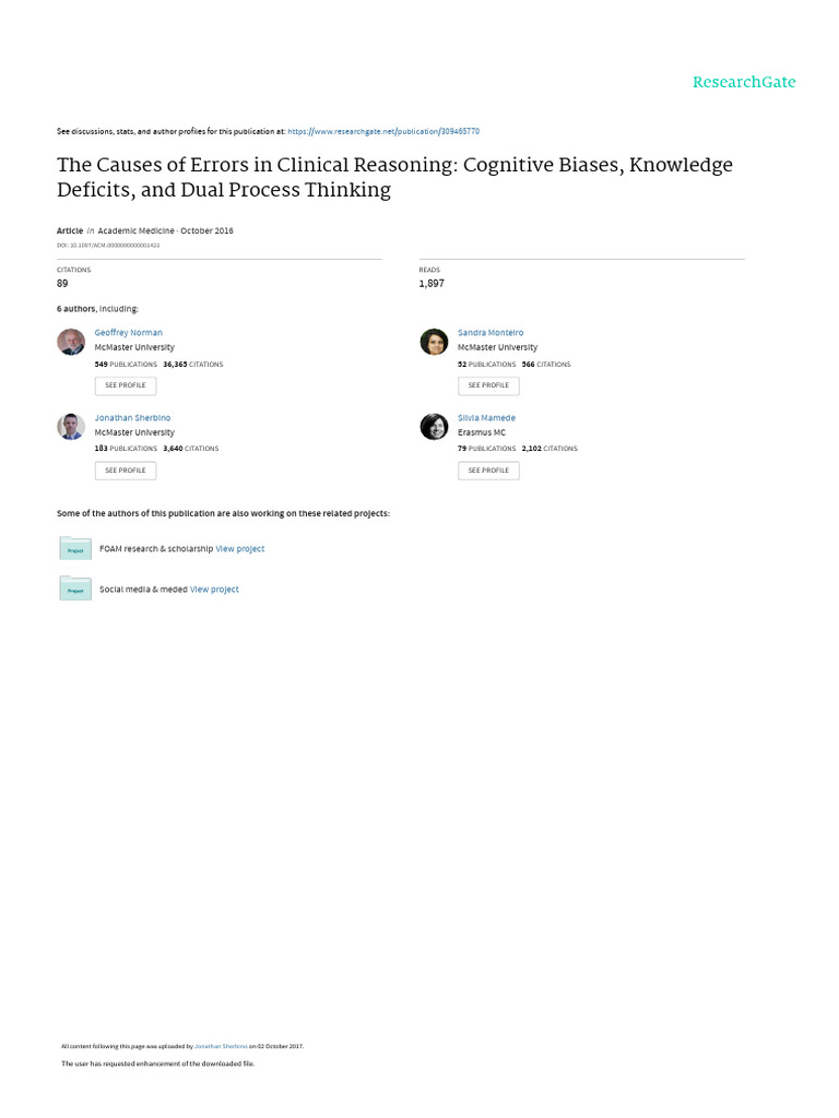 The Causes of Errors in Clinical Reasoning - Cognitive Biases ...