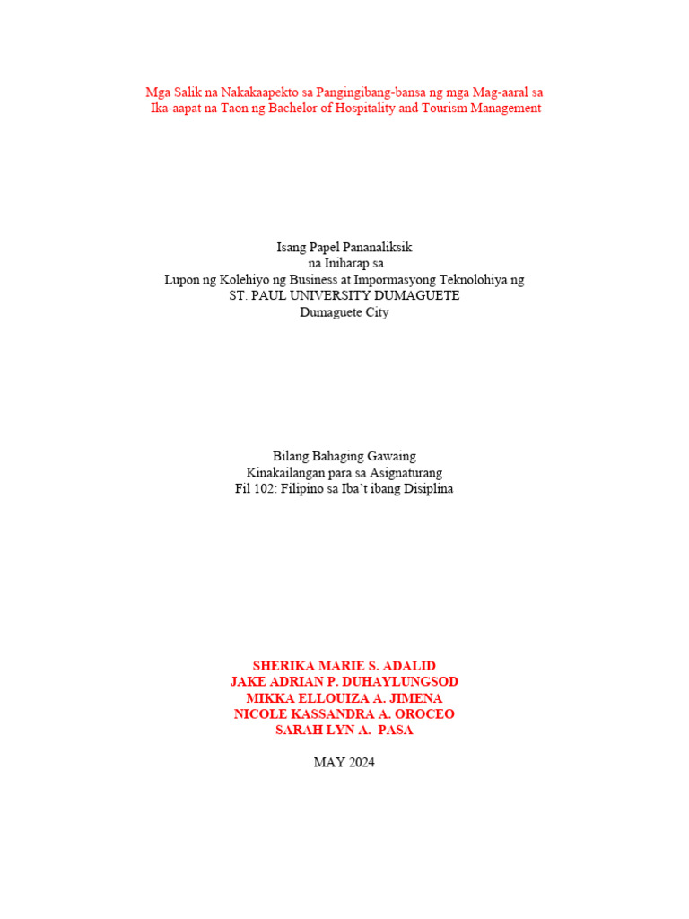 Cover Page Sample | PDF