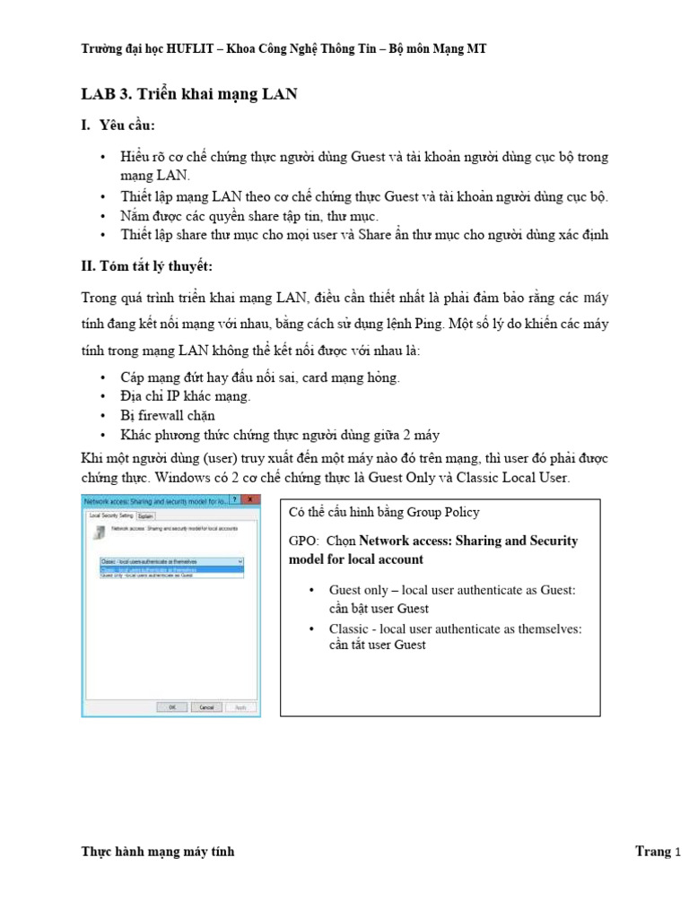 Lab 3 - Trien khai mang LAN | PDF