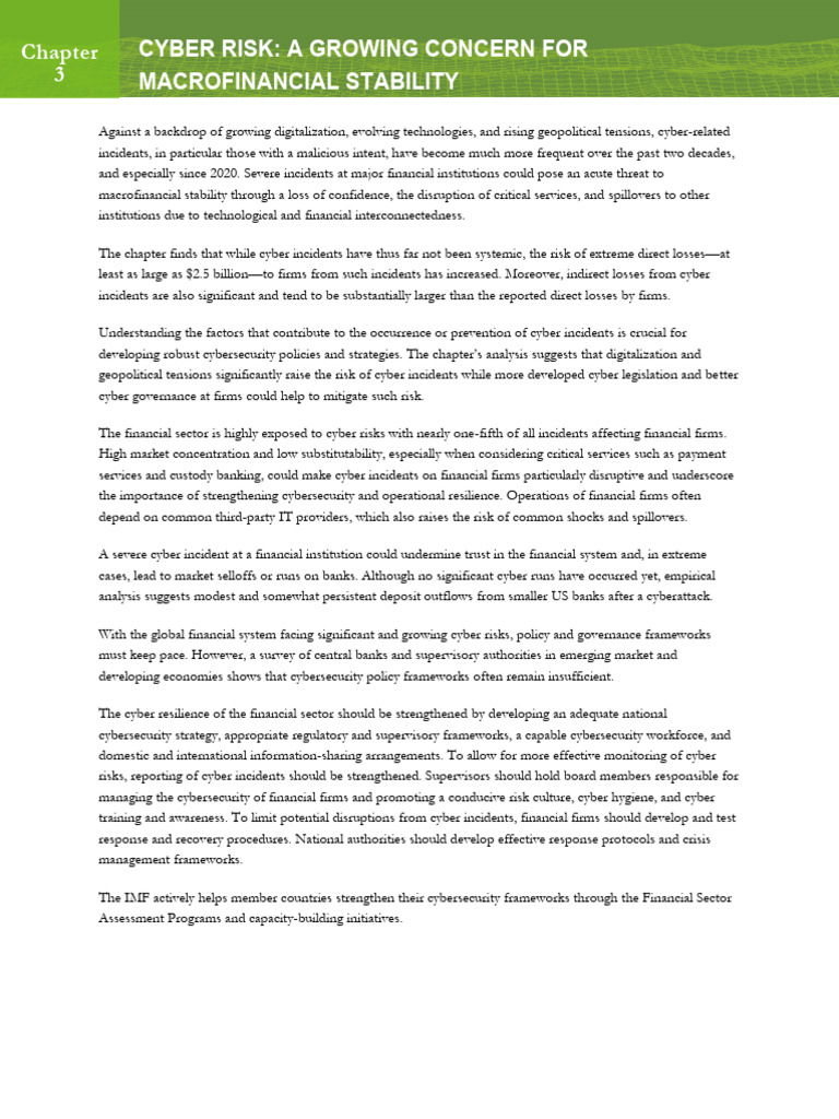 Cyber Risks Threaten Financial Stability | PDF | Computer Security ...