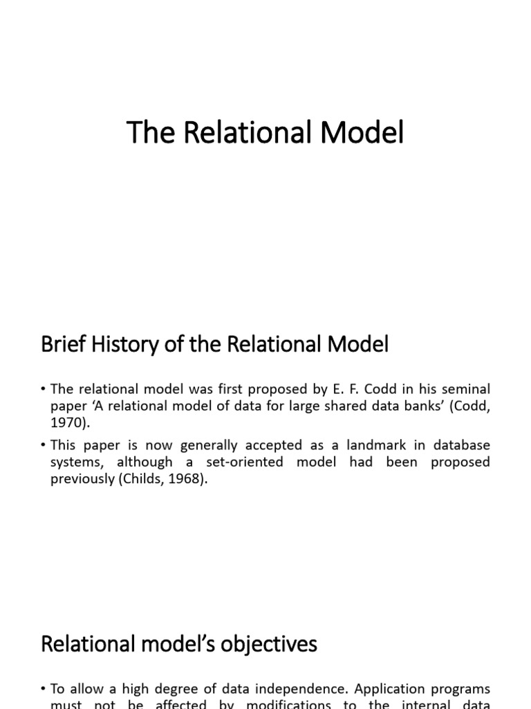 The Relational Model Pdf Relational Database Relational Model