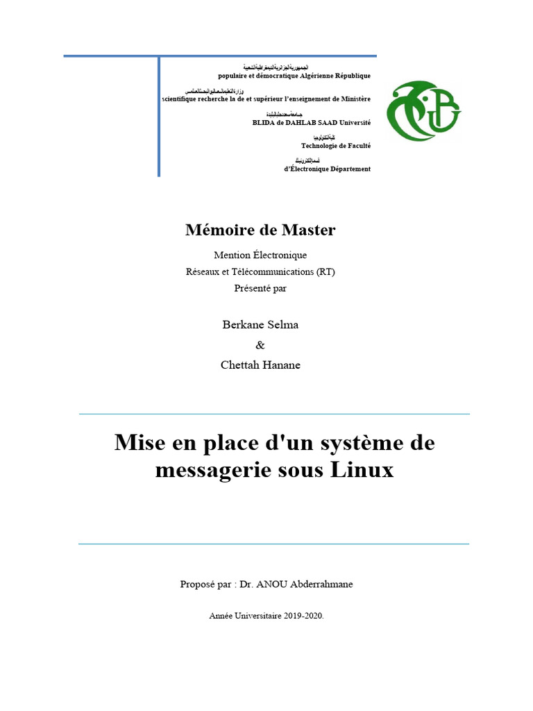 Système de Messagerie Linux à l'Université | PDF | Topologie de réseau ...