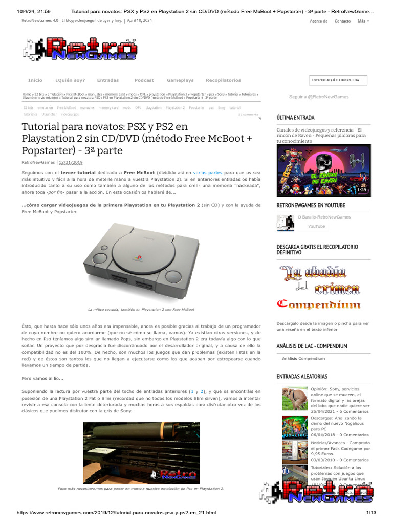 Tutorial para Novatos: PSX Y Ps2 en Playstation 2 Sin CD/DVD (Método Free Mcboot + Popstarter ...