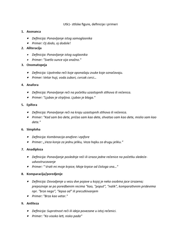 Utk1-Stilske Figure, Definicije I Primeri | PDF