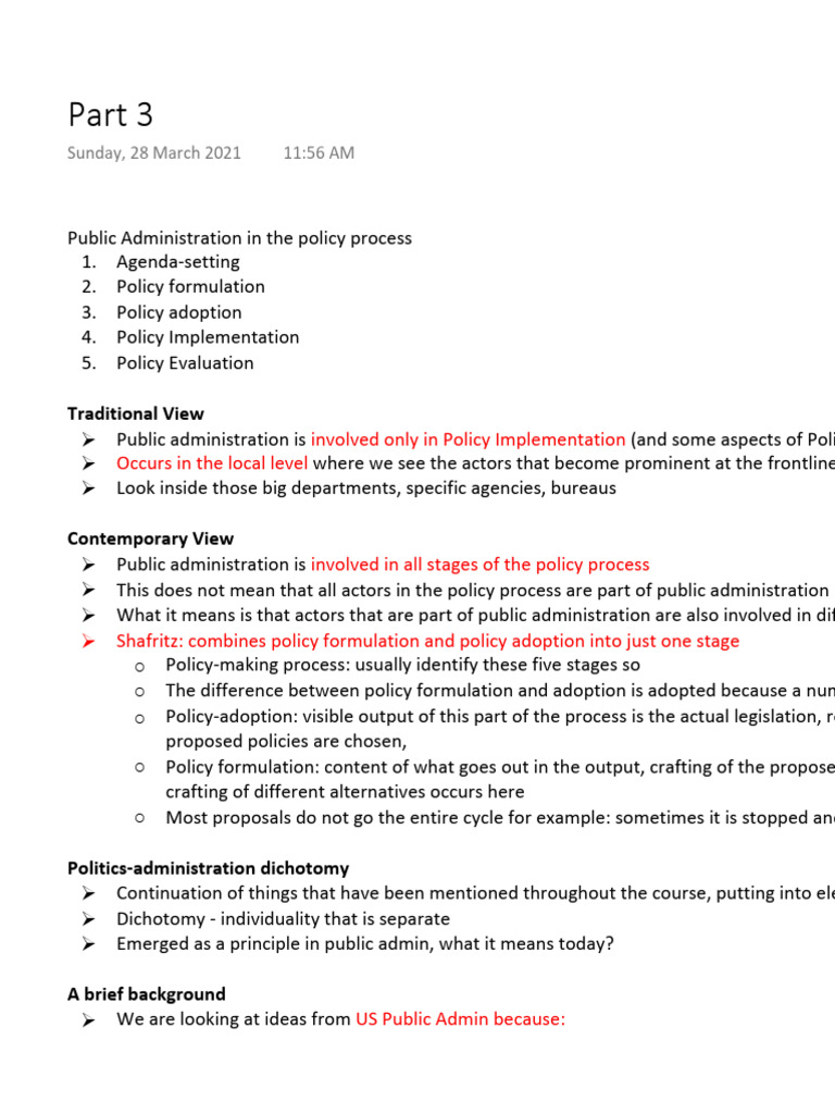 Public Administration in The Policy Process | PDF | Policy | Bureaucracy