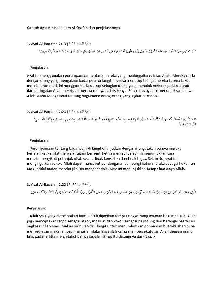 Contoh Amtsal dalam Al-Qur'an | PDF | Sains & Matematika | Agama ...