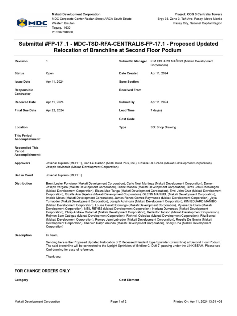 COG - 3 Centralis - Towers FP 17 MDC TSD RFA CENTRALIS FP 17.1 Proposed - Updated - Relocation ...