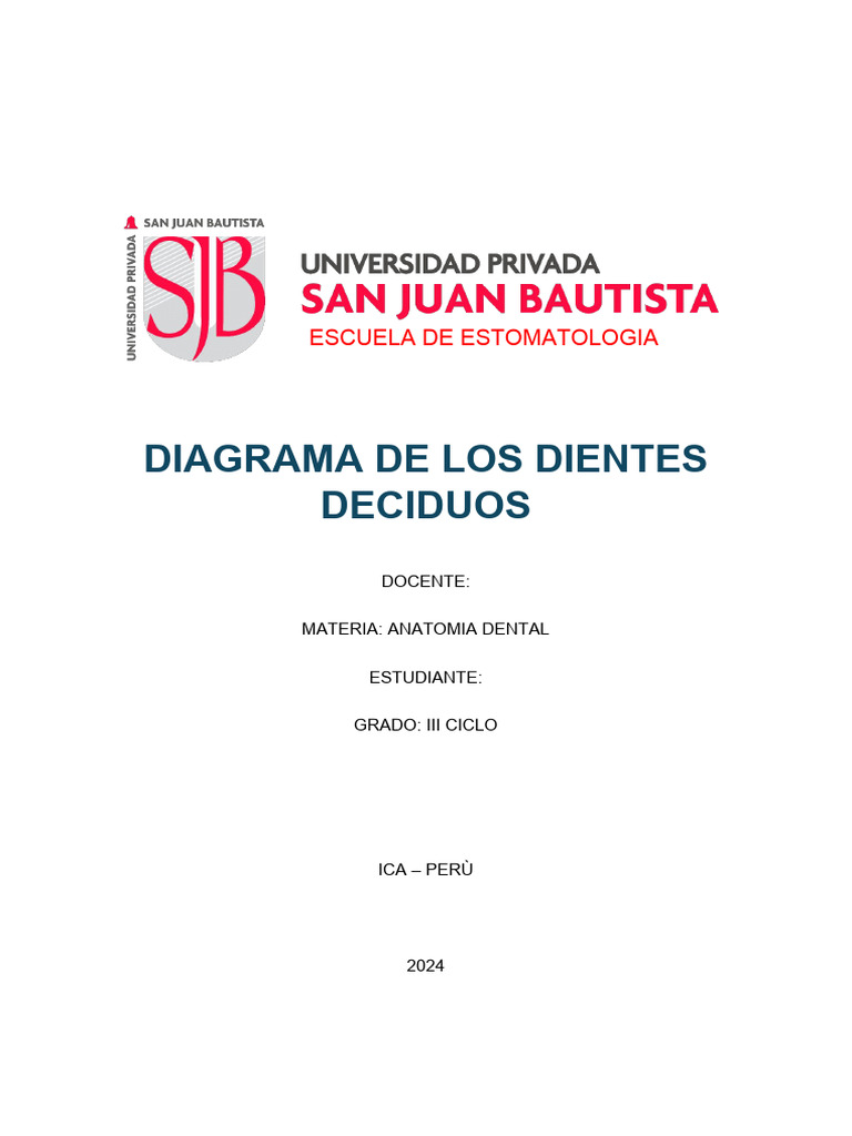 Diagrama de Dientes Deciduos | PDF | Anatomia dental | Diente