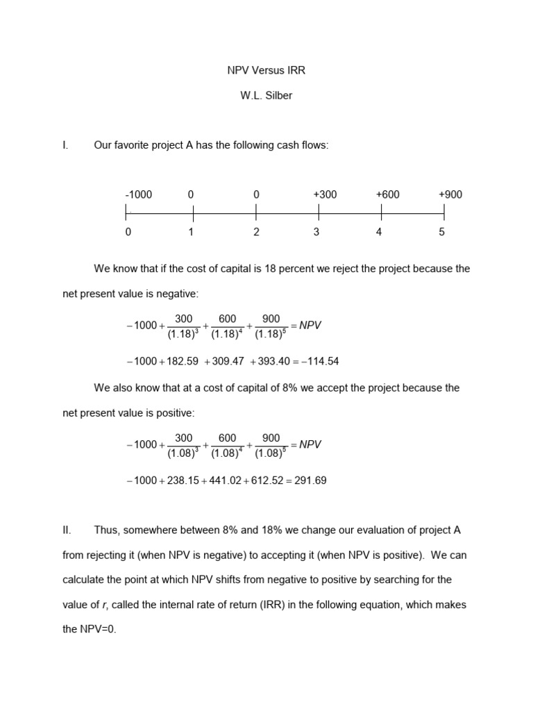 NPV Versus IRR | PDF | Net Present Value | Internal Rate Of Return
