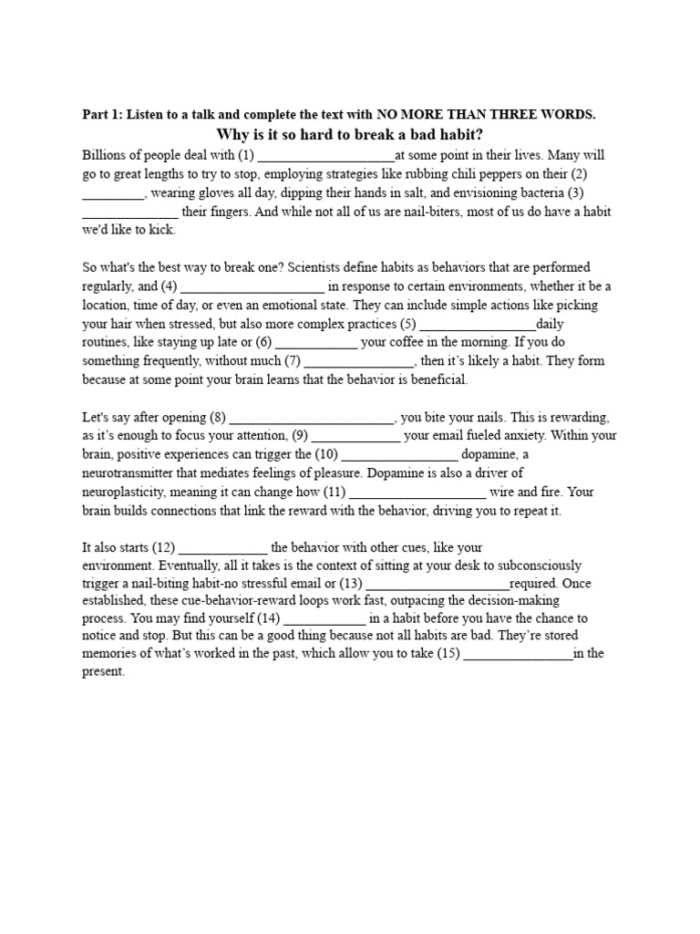 listening cloze test | PDF