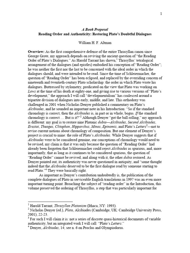 Reading Order and Authenticity Restoring | PDF | Plato | Socrates Reading Order and Authenticity Restoring | PDF | Plato | Socrates