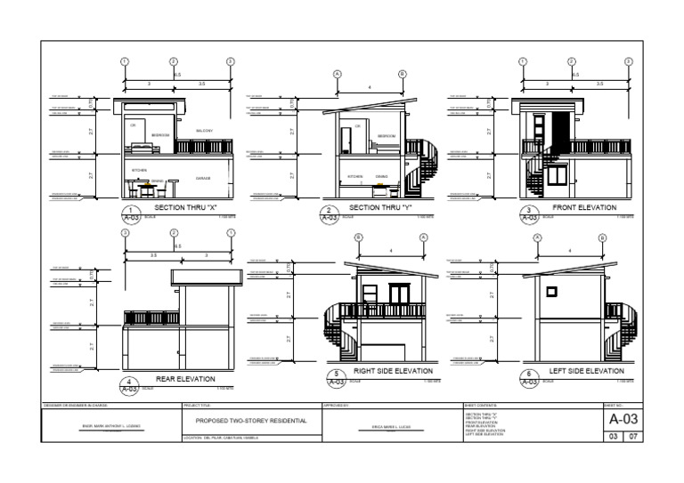 Front Elevation 3 A-03 Section Thru "X" 1 A-03 Section Thru "Y" 2 A-03 ...