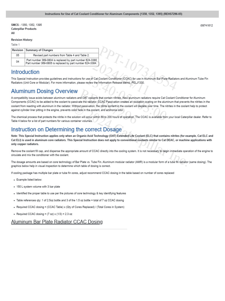 Cat Coolant Conditioner Usage Guide | PDF | Radiator | Nitrite