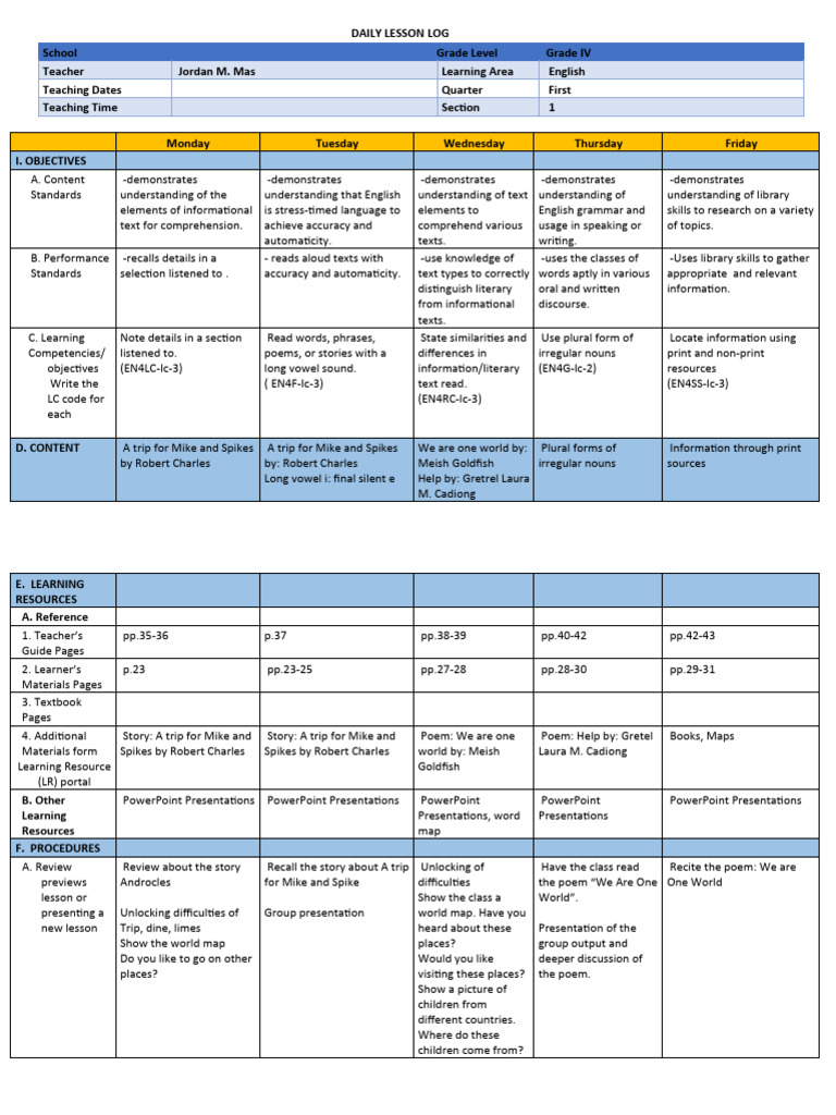 DLL in ENGLISH-IV | Download Free PDF | Reading Comprehension | English ...