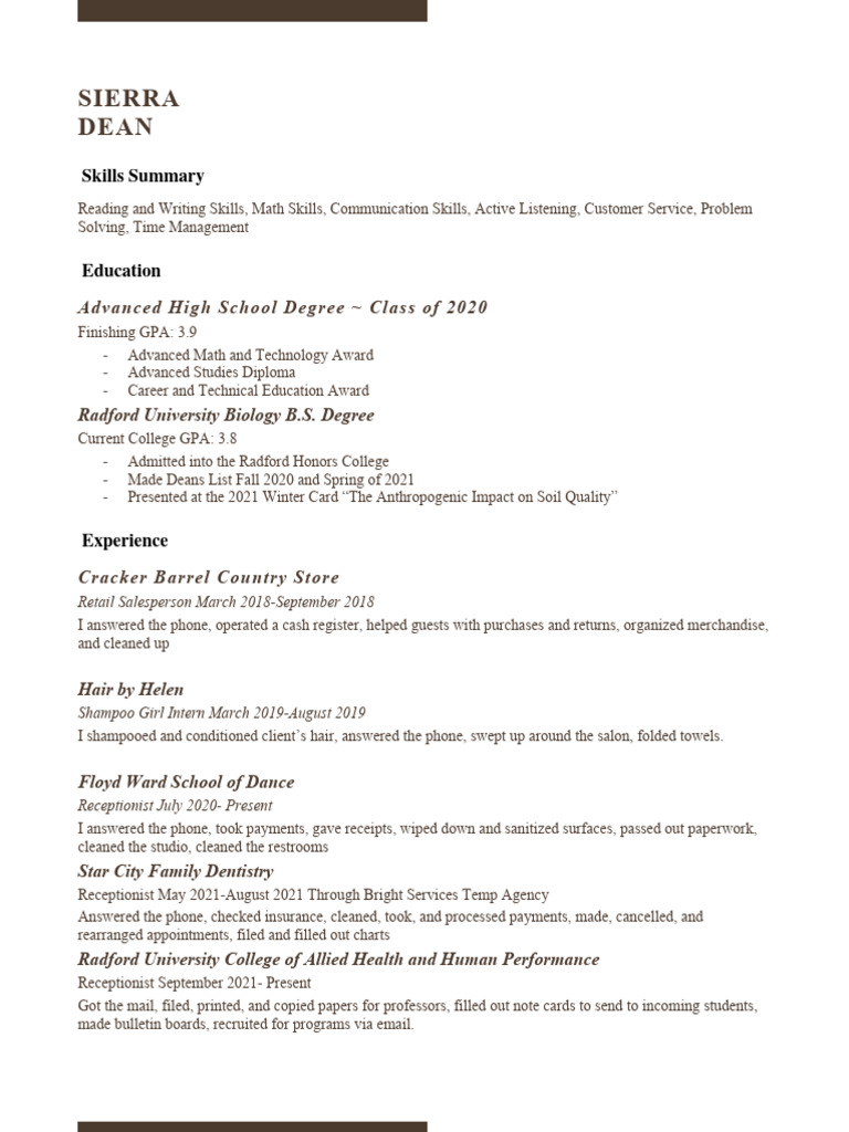 Dean Resume | PDF