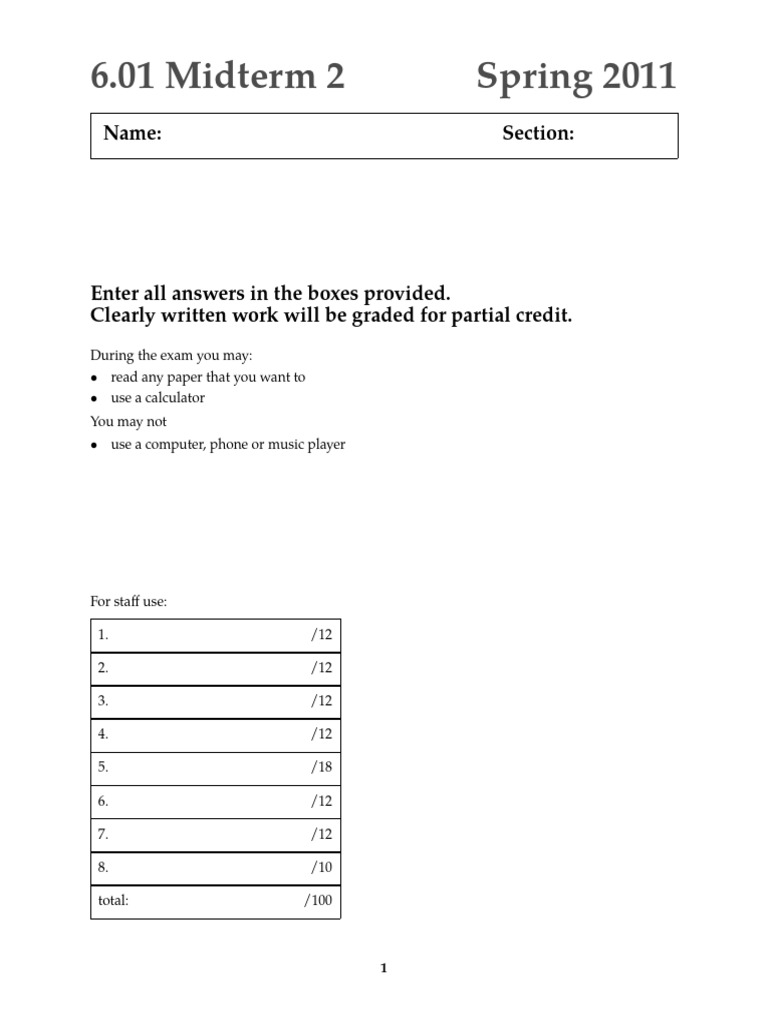 MIT6 01SCS11 Mid02 S11 | PDF | Electronics | Electrical Engineering