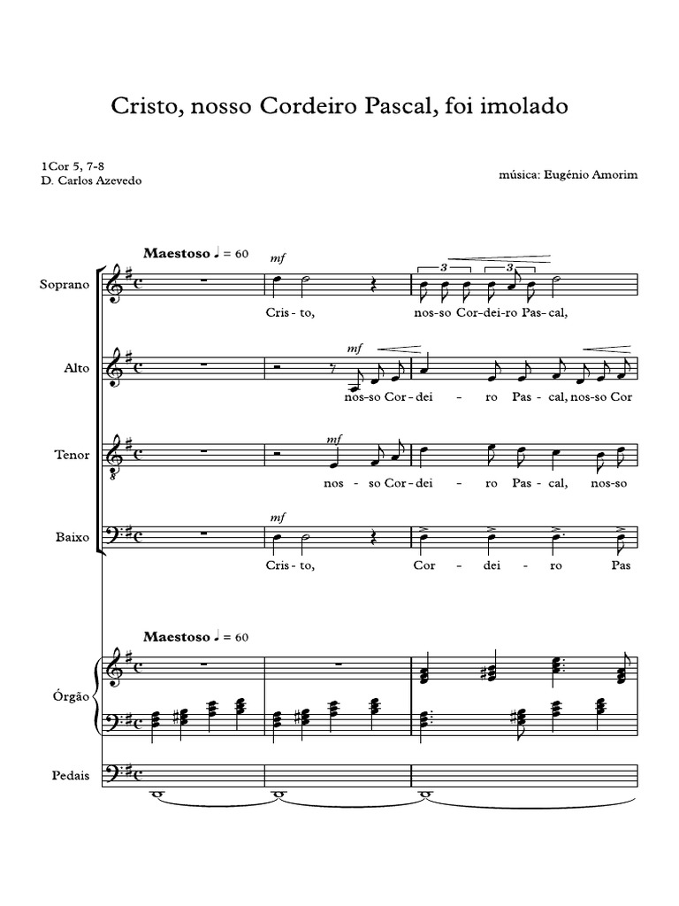 Cristo, Nosso Cordeiro Pascal, Foi Imolado - E. Amorim (Coro e Organ) | PDF