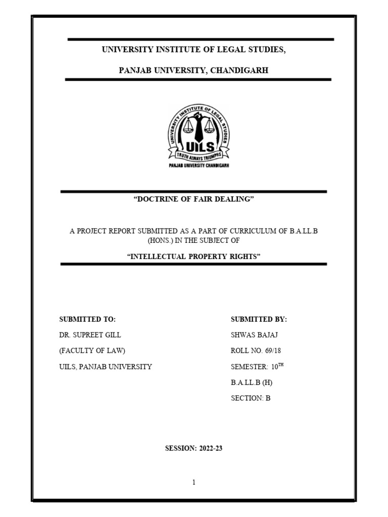 Doctrine of Fair Dealing | PDF | Fair Dealing | Copyright