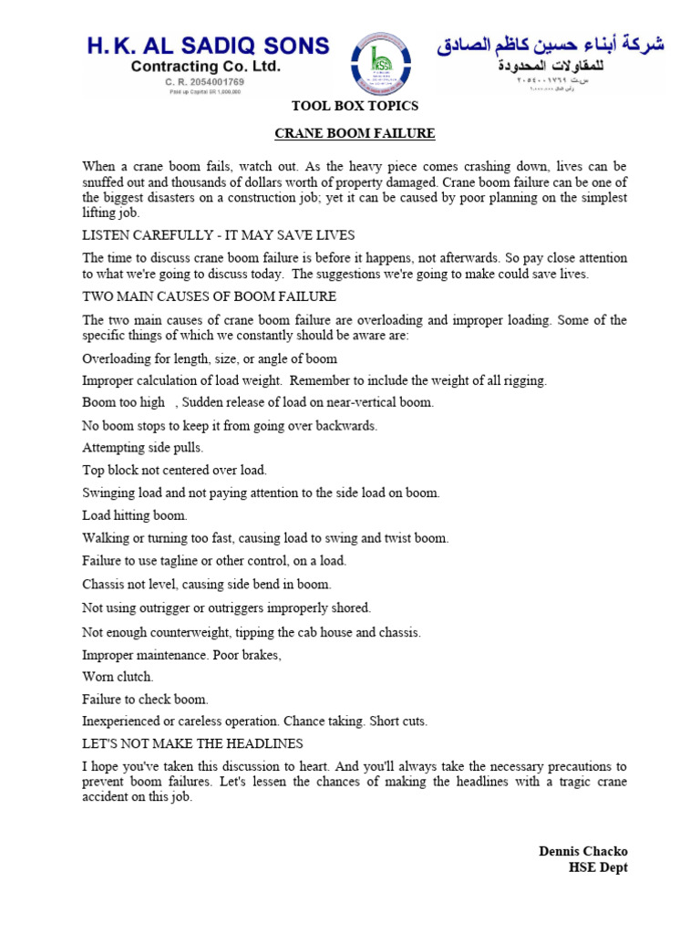 Crane Boom Failure | PDF