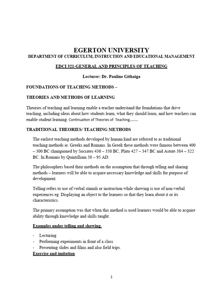 Edci 321 Theories of Teaching | PDF | System | Learning