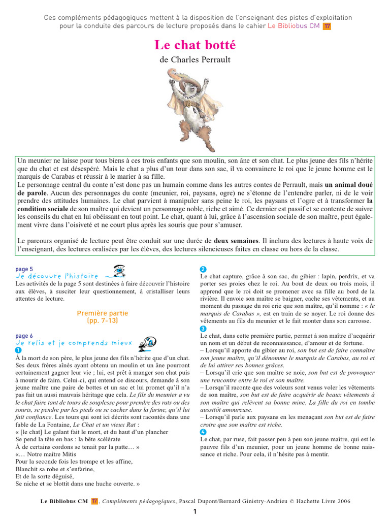 Le Chat Botté : Résumé et Activités | PDF | Chats