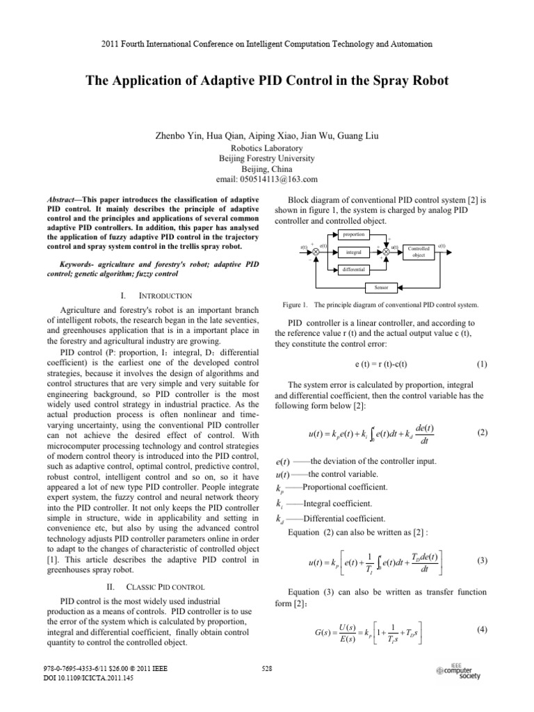 The Application of Adaptive PID Control in The Spray Robot | PDF ...
