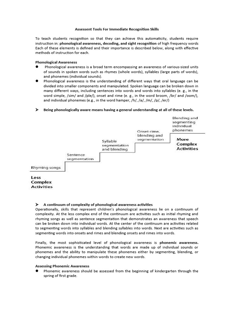 Assessent Tools For Immediate Recognition Skills | PDF | Syllable ...