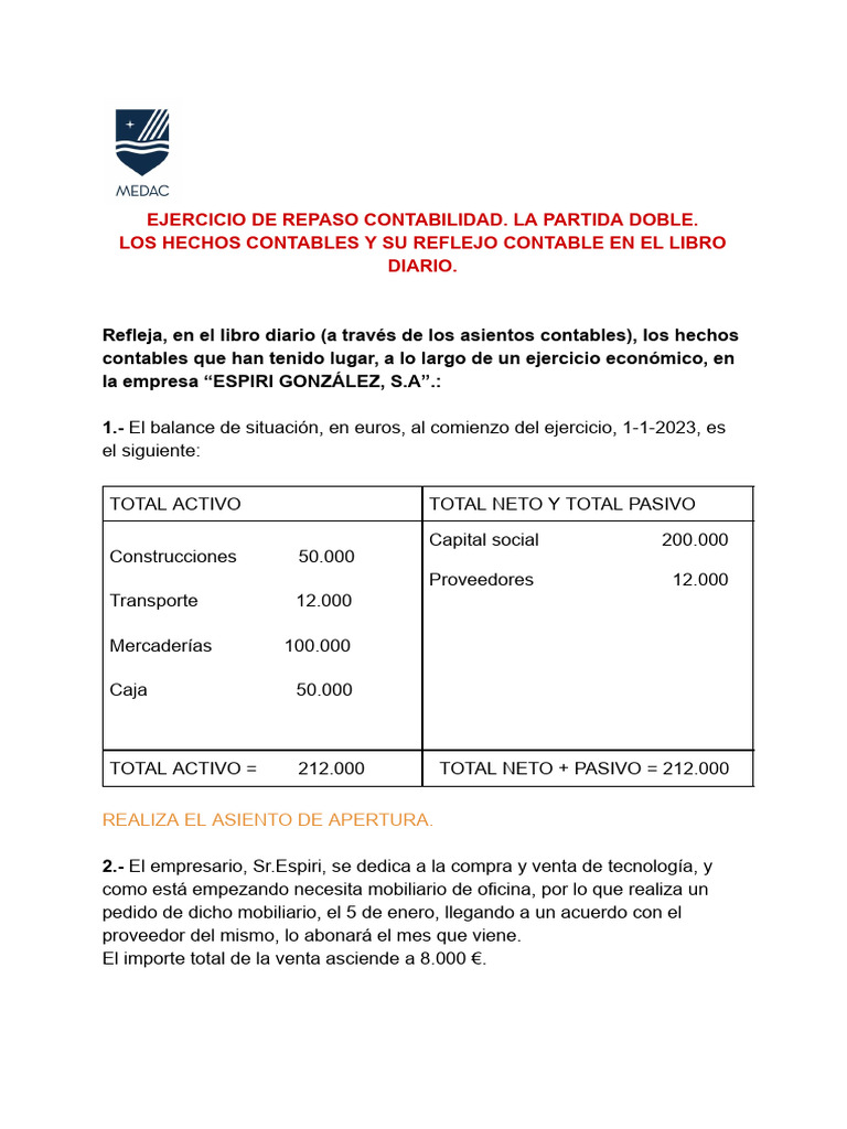 10.EJERCICIOS DE REPASO CONTABILIDAD (1) | PDF | Contabilidad | Crédito