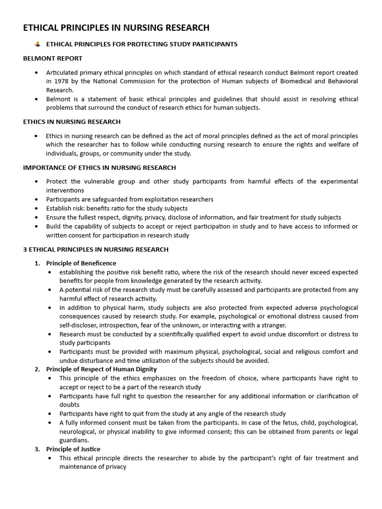 Ethical Principles in Nursing Research | PDF | Informed Consent