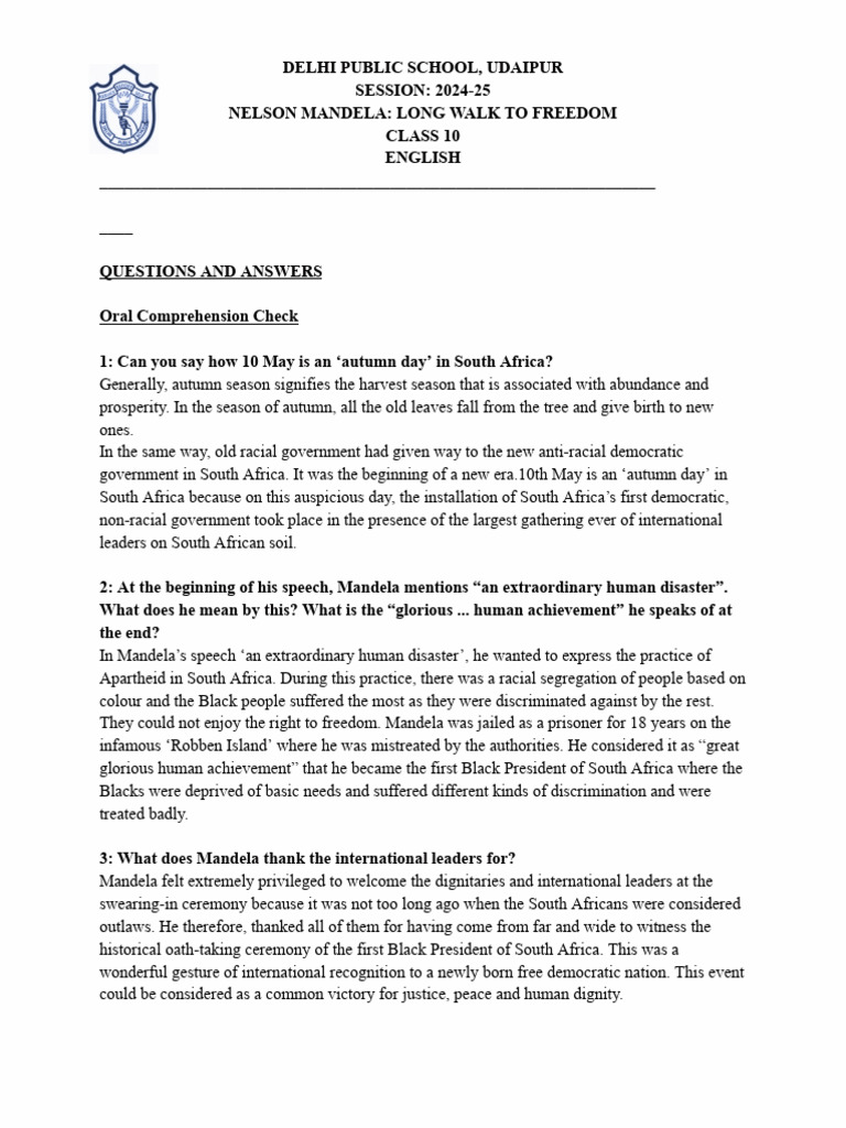Nelson_Mandela_Notes_Class_X | PDF | Nelson Mandela | South Africa