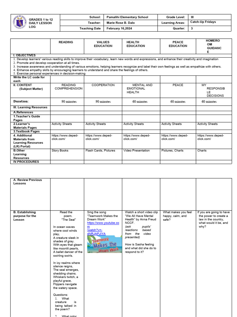 LRs CATCH UP FRIDAY | PDF | Feeling | Learning