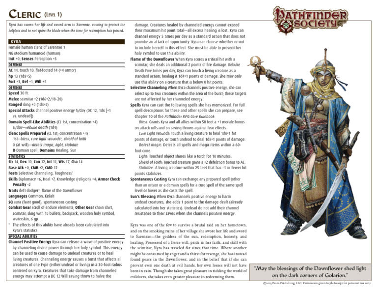 Cleric - Level 1 | PDF