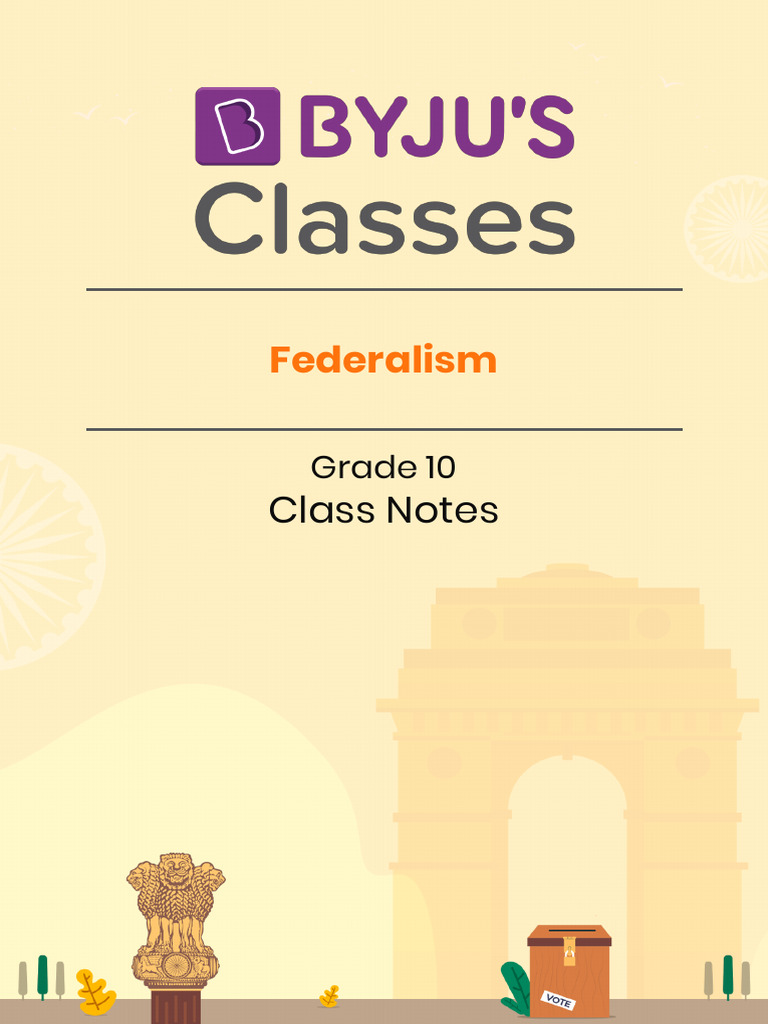 CBSE G+10 Federalism Notes | PDF | Federalism | Government