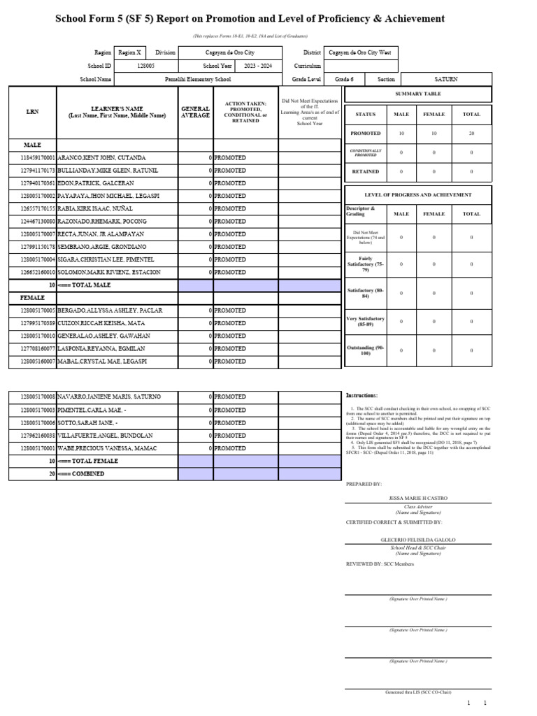 Sf5 - 2023 - Grade 6 - Saturn | PDF