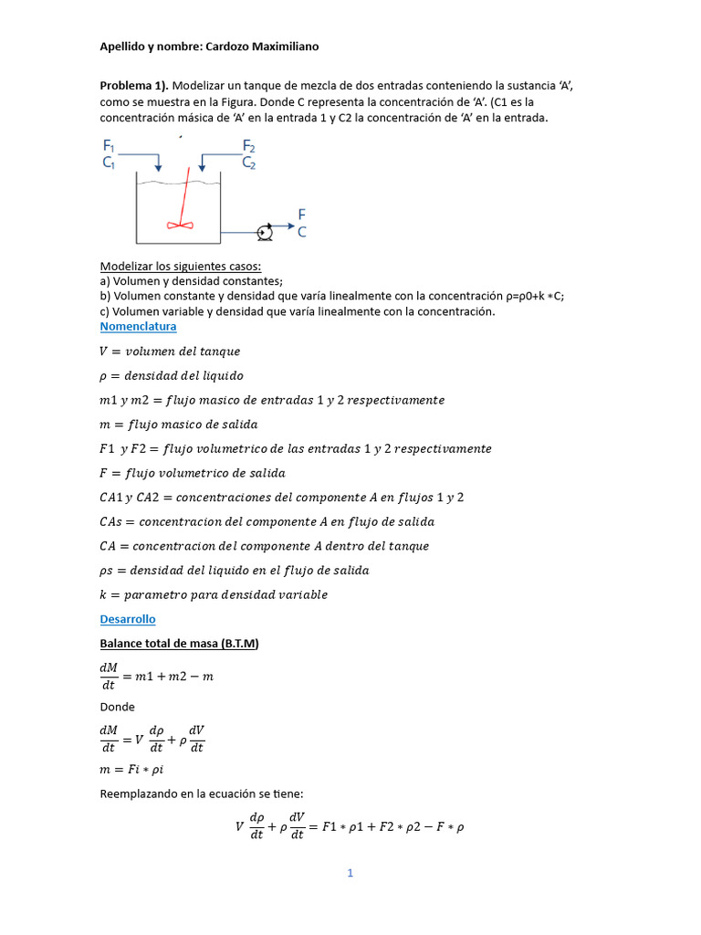 Modelado de Tanques y Reactores en Serie | PDF | Gases | Química Física
