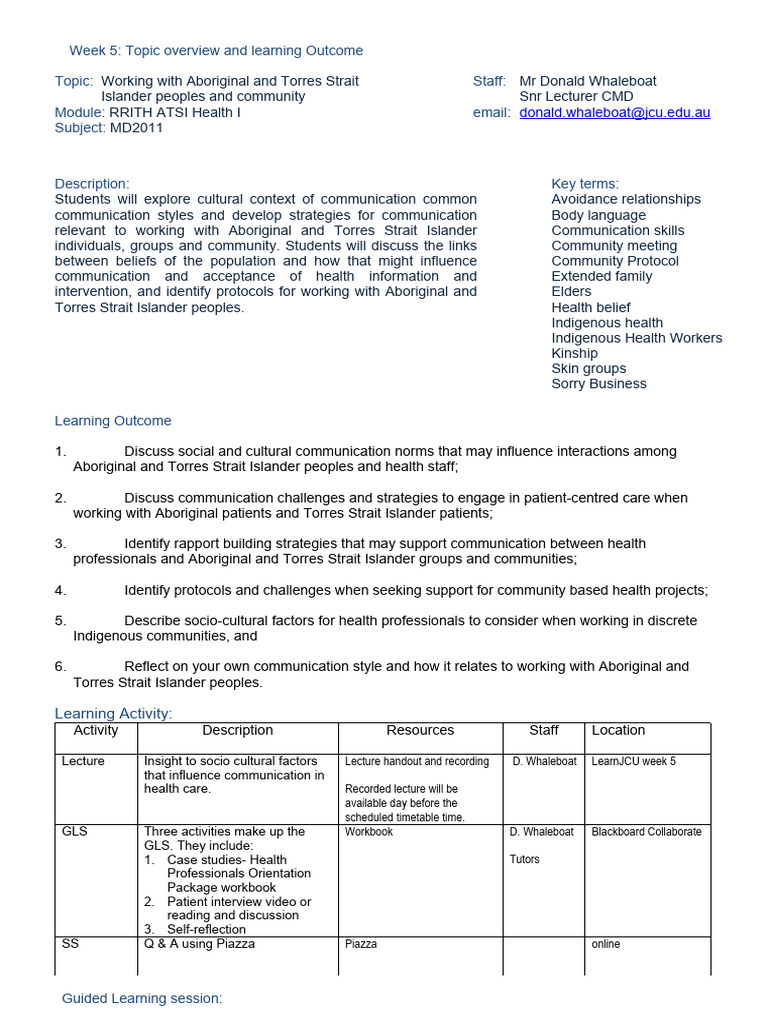 Overview ATSI Health I 2020 | PDF | Communication | Community