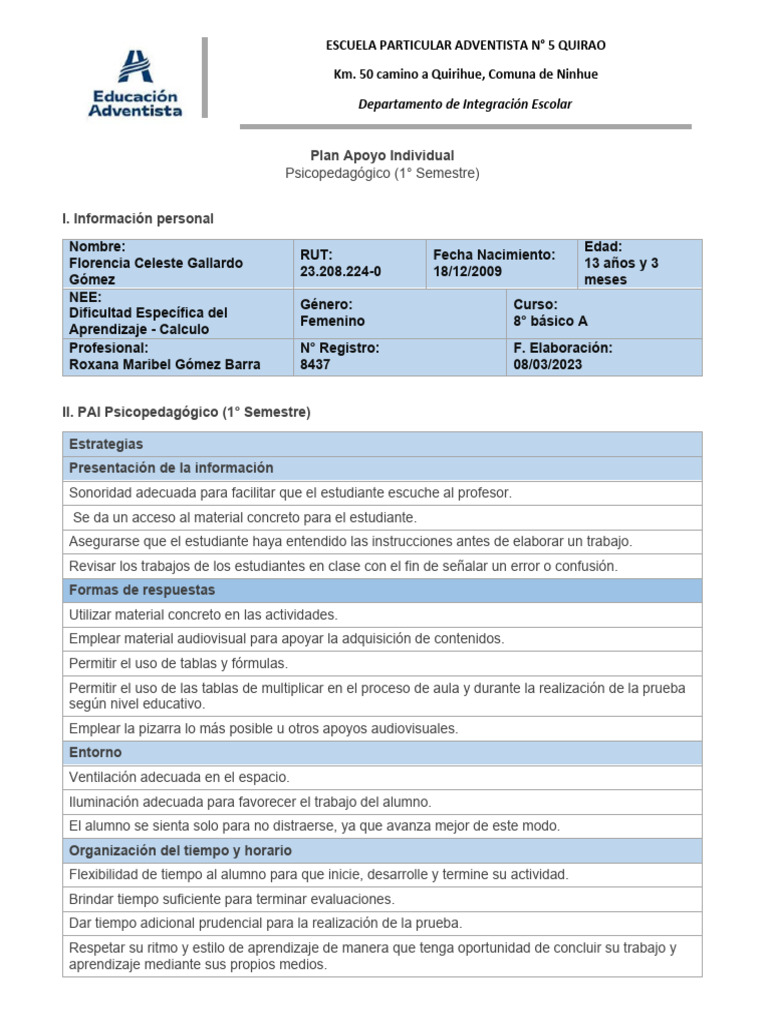 Formato PAI | PDF | Aprendizaje | Evaluación