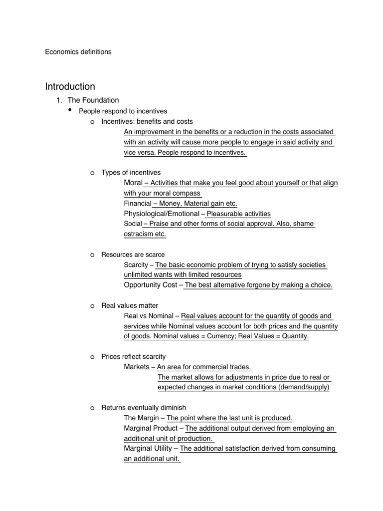 Economics Definitions | PDF