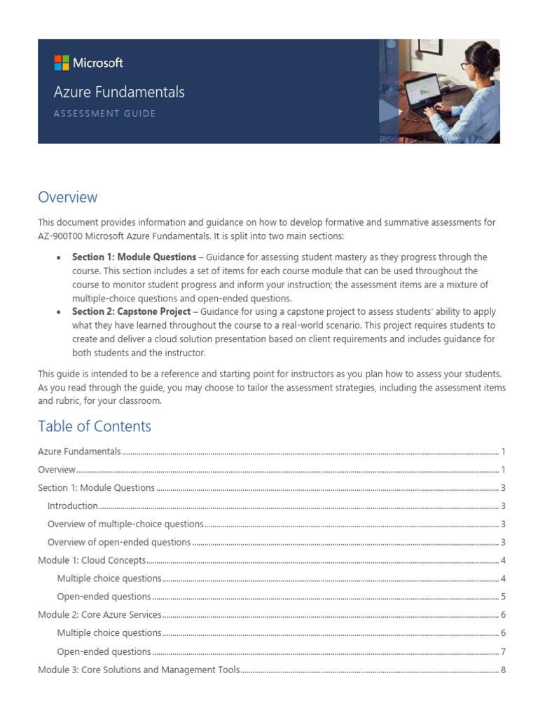 AZ 900T00A ENU AssessmentGuide | PDF | Cloud Computing | Microsoft Azure