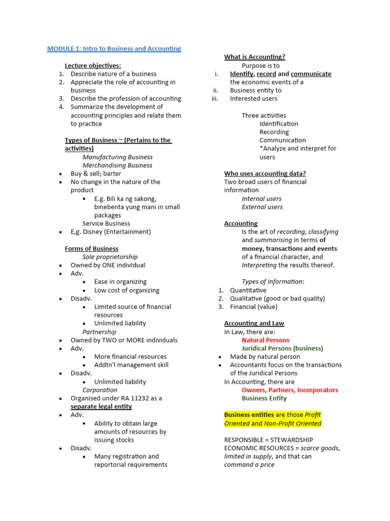 Finalized Mod 1&2 Reviewer | PDF | Accounting | Debt