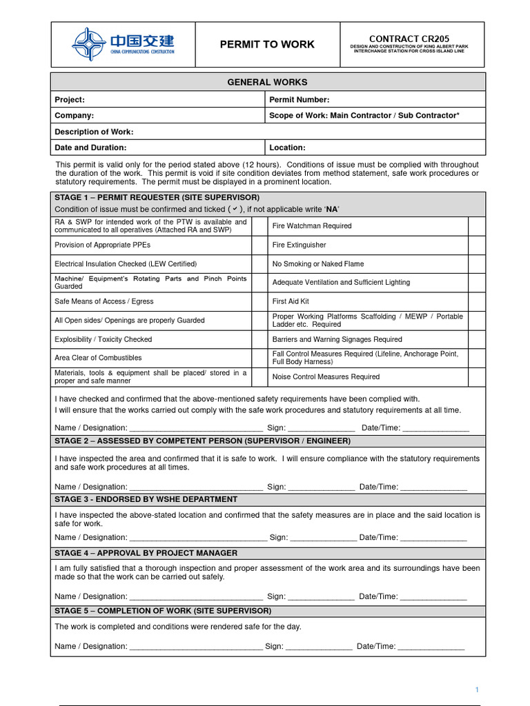 4.2.11 PTW General Works | PDF | Occupational Safety And Health | Safety