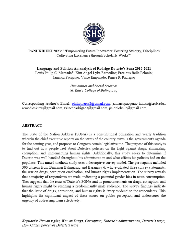 Group 4 Revised Final Paper | PDF | Rodrigo Duterte | Survey Methodology