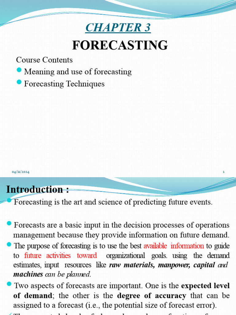 Part 3 Forecasting | PDF | Forecasting | Mean Squared Error