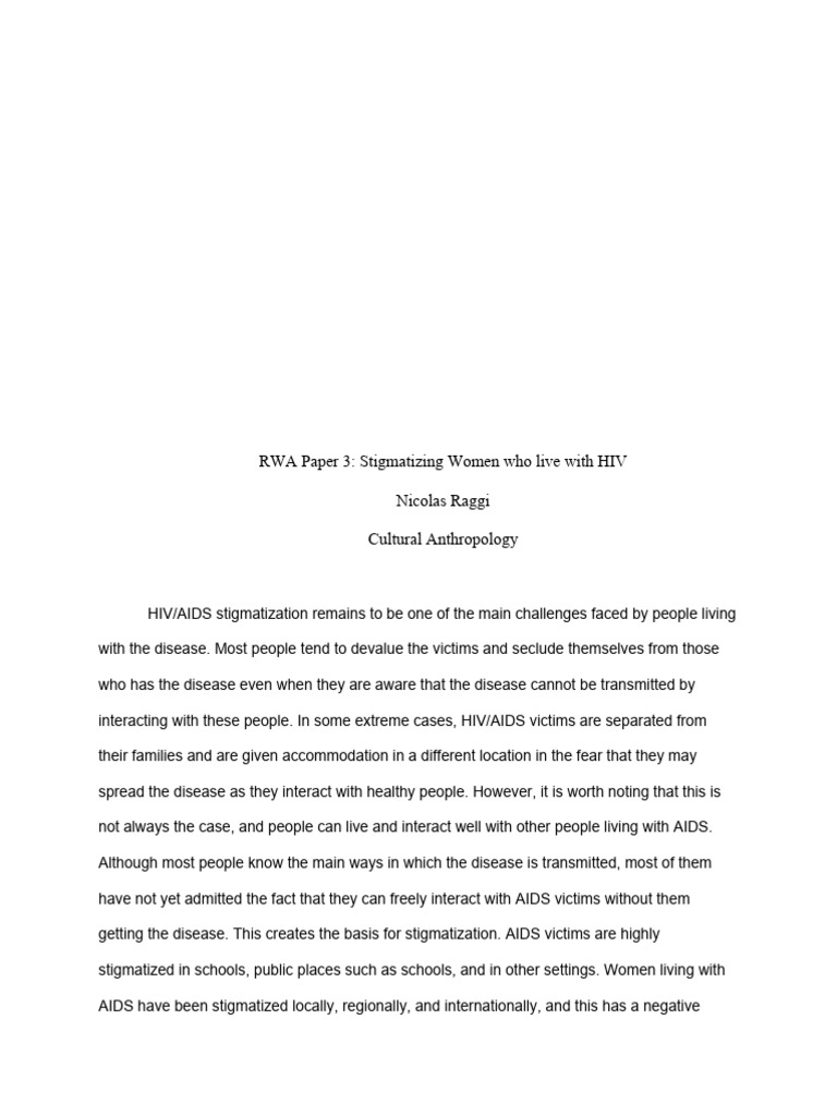Rwa Paper 3 1 | PDF | Social Stigma | Hiv/Aids
