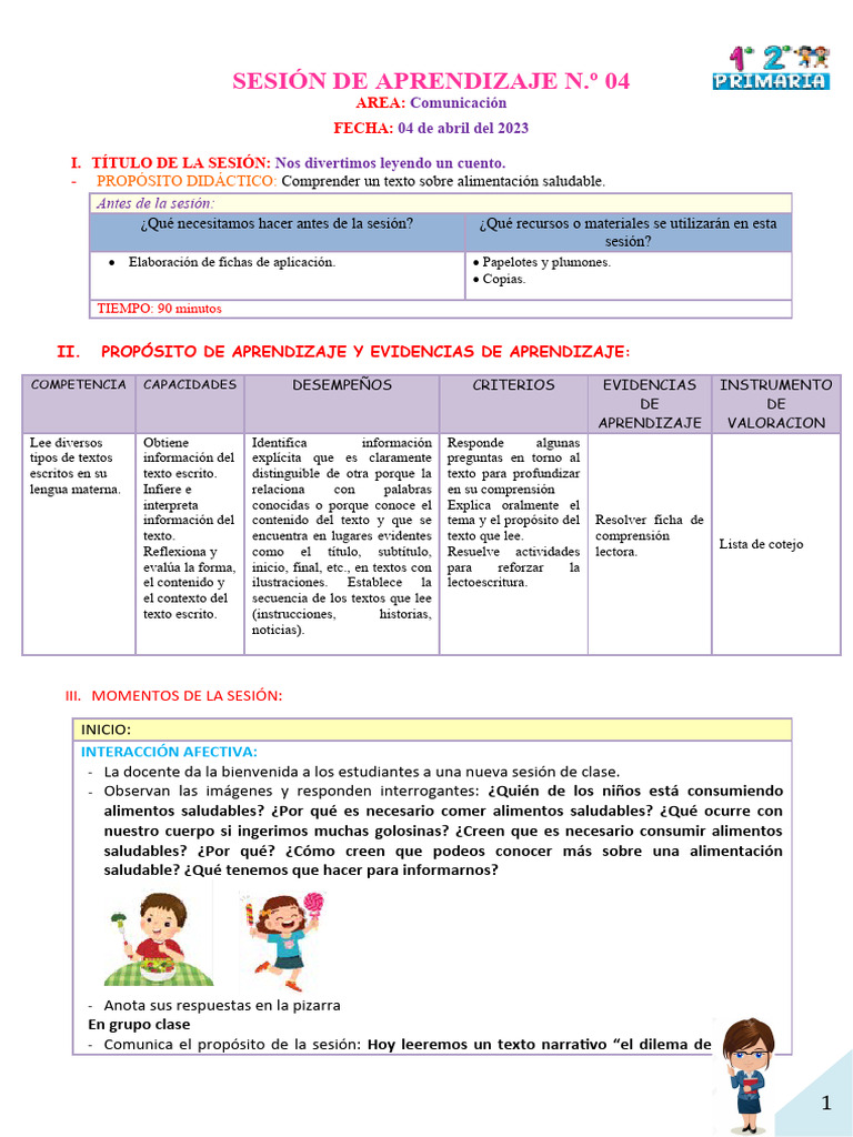 SESION 04-III CICLO-COM-Nos Divertimos Leyendo Un Cuento. | PDF | Aprendizaje | Palabra