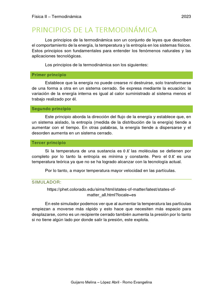 Principios de La Termodinamica | Descargar gratis PDF | Temperatura | Termodinámica