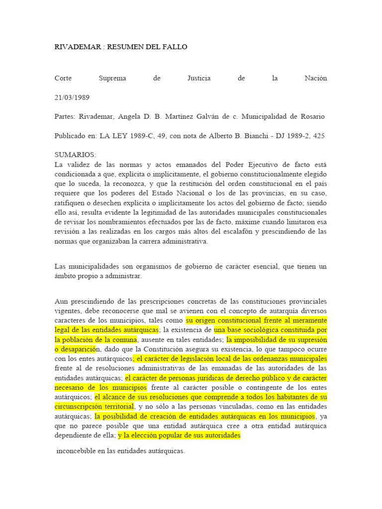 RIVADEMAR | PDF | Constitución | Caso de ley
