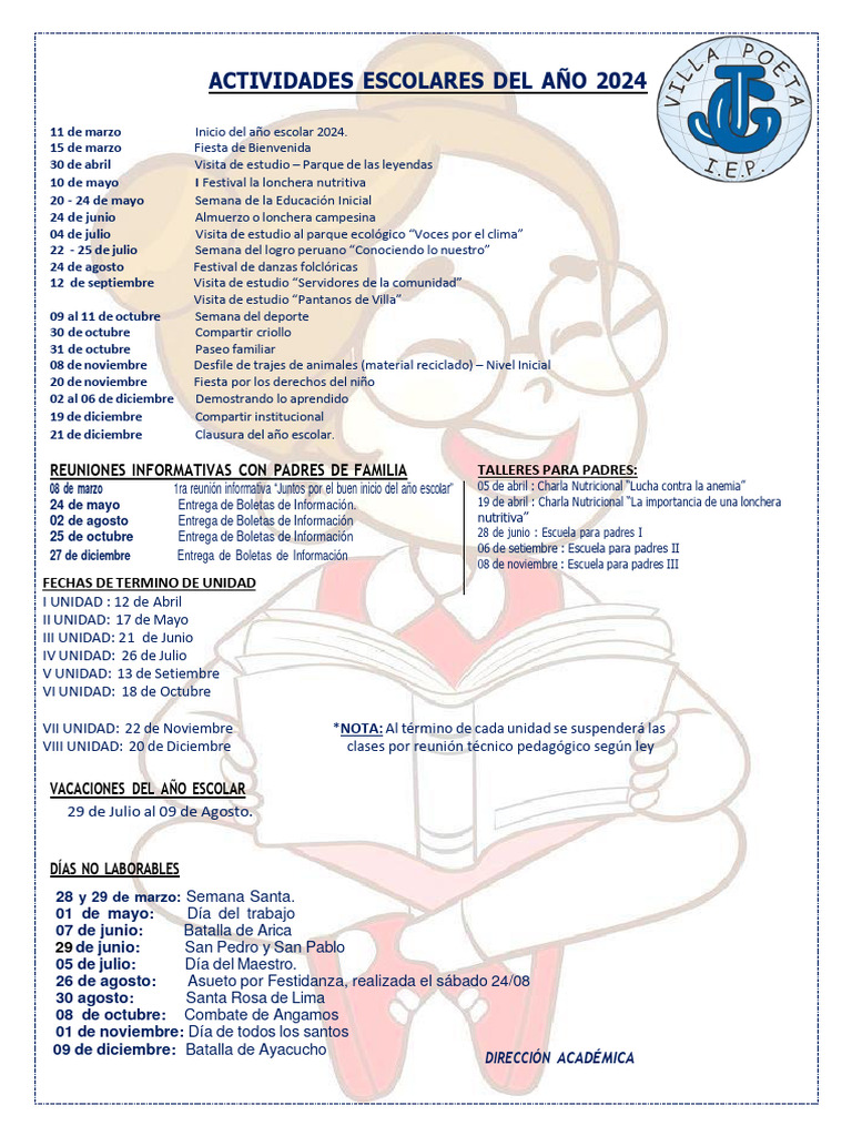 Actividades Del Año Escolar 2024 | PDF | Ciencias sociales | Estudios ...