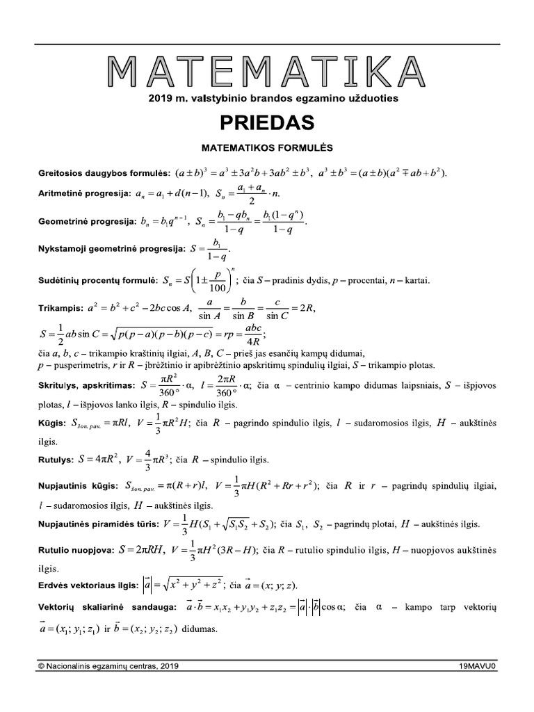 Matematikos Formules | PDF